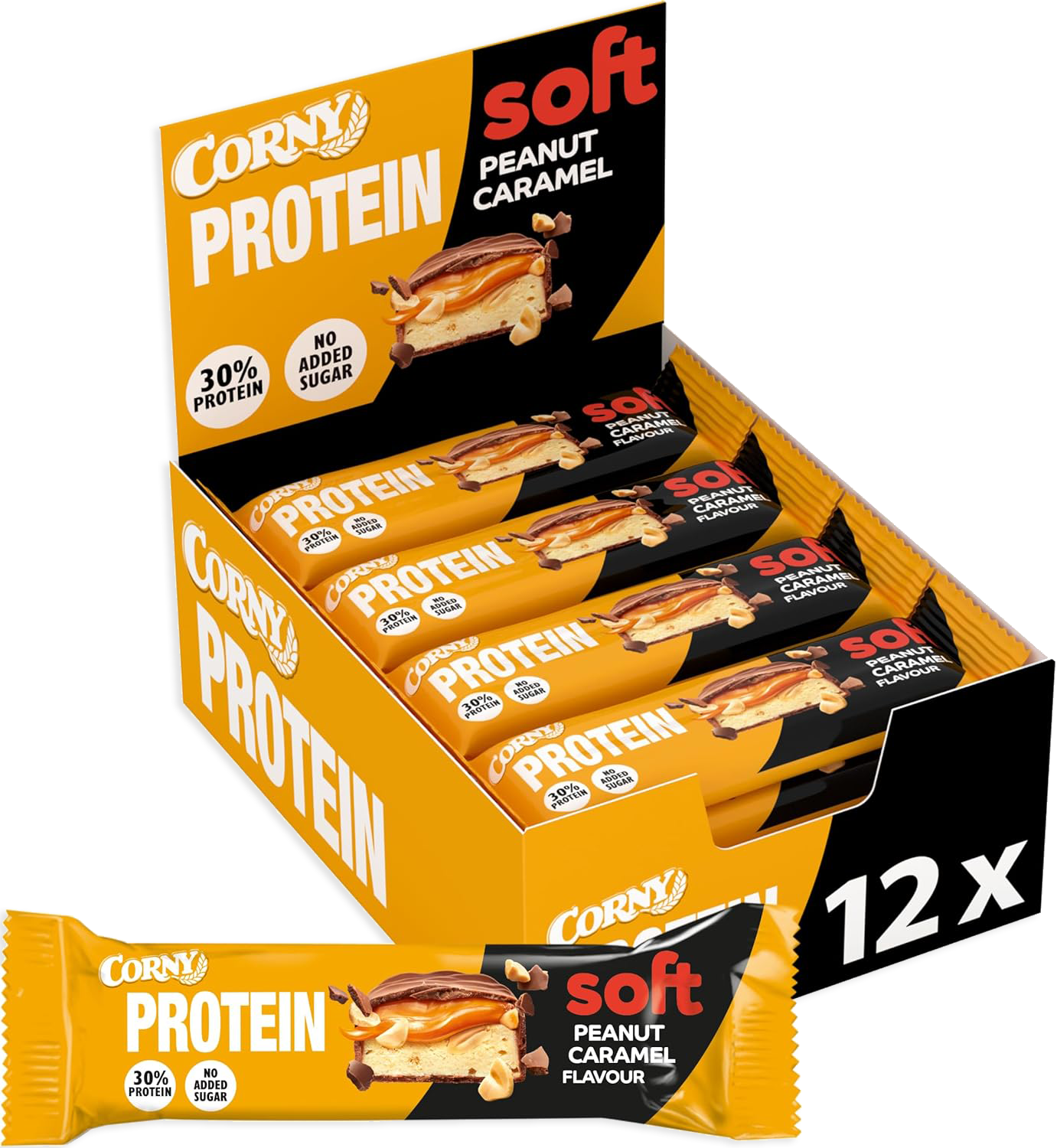Corny Protein Barrette Caramello e Arachidi Box 12x45g | Caiya Delicious