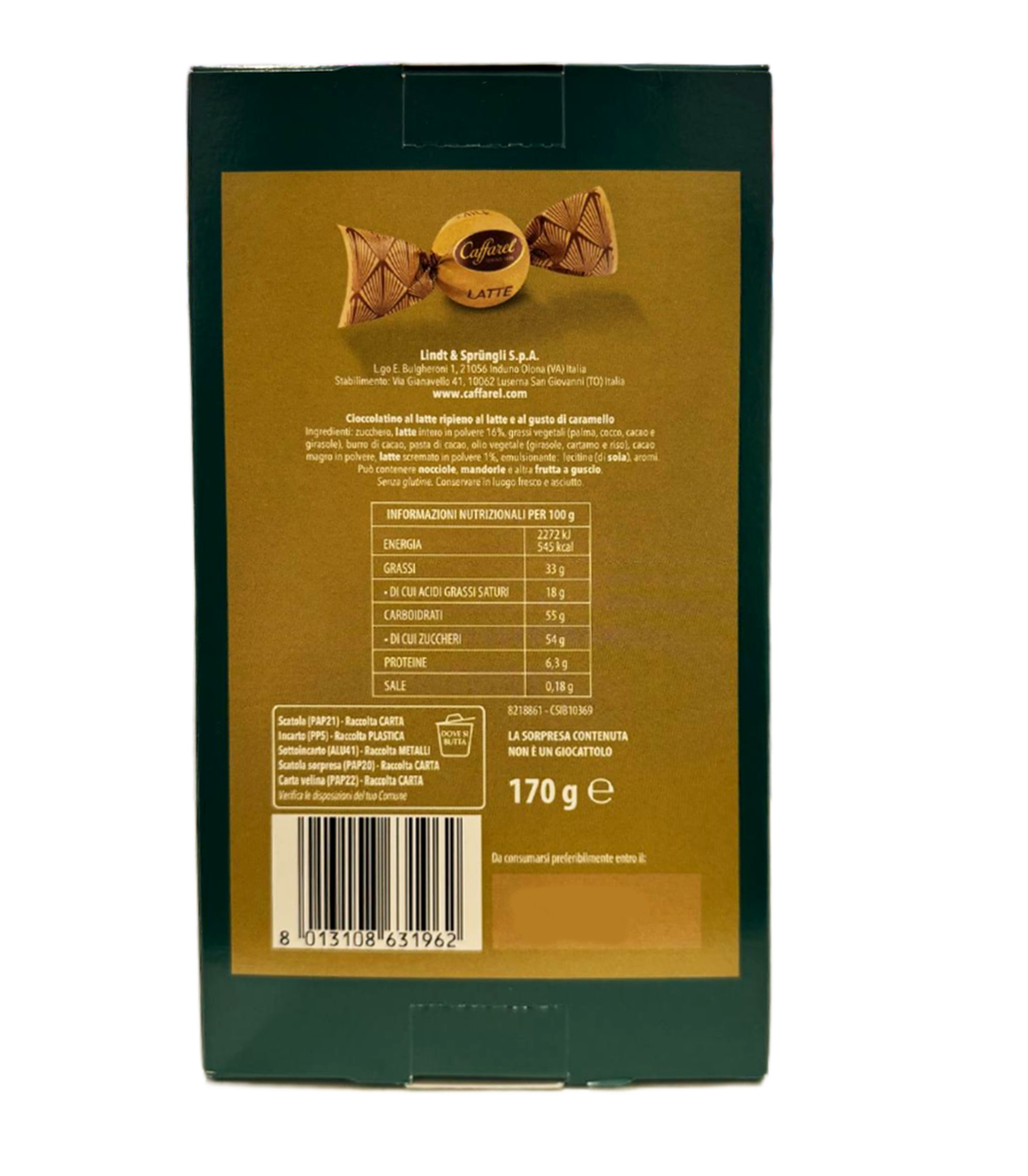 Caffarel Confezione Regalo con Praline Ripiene al Latte e Sorpresa ...